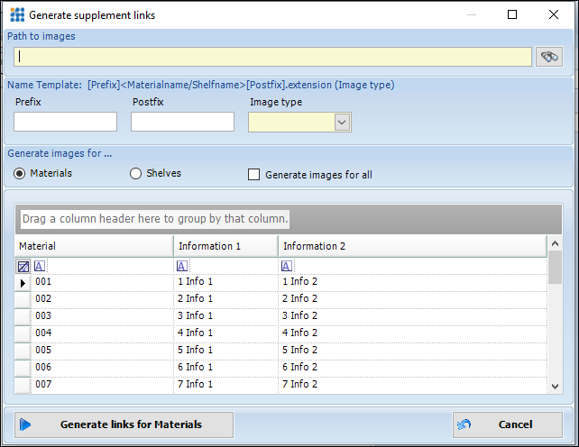 How do you bulk add material images in the Kardex Power Pick System?