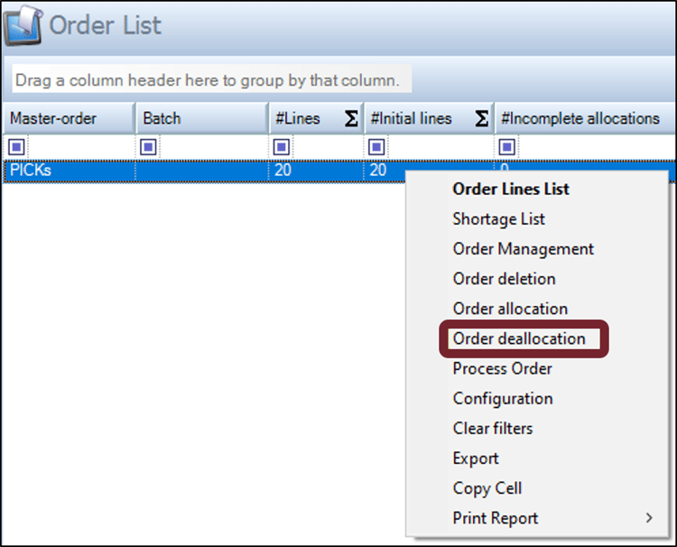 How do you deallocate orders in the Kardex Power Pick System?